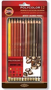 Kohinoor Polycolor kleurpotloden set 12 bruintinten Martin Brinkhuis